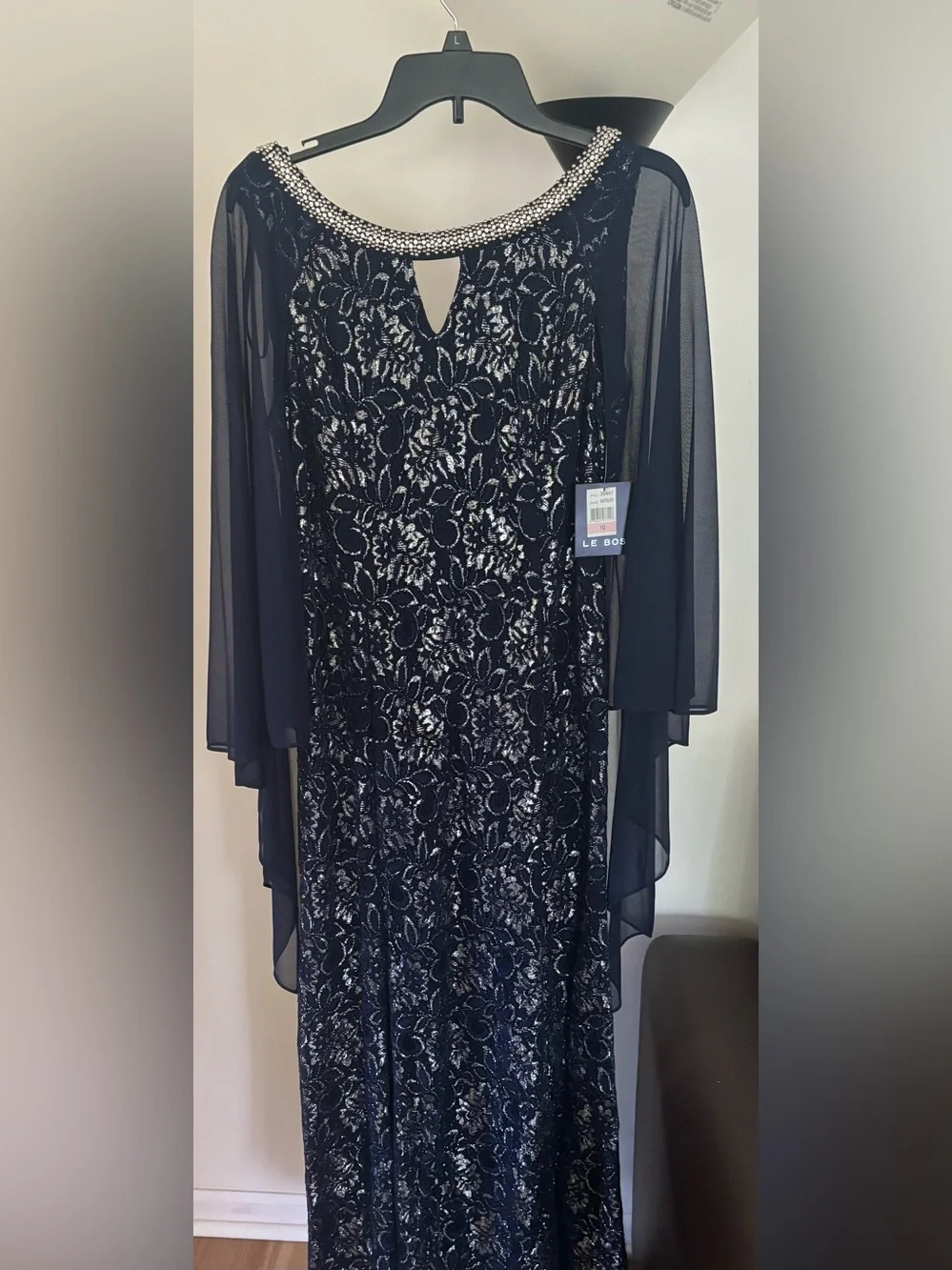 BCBG | Dresses | Bcbg Black And Silver Sequin Maxi Dress With Sheer ...
